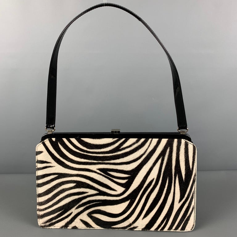LAMBERTSON TRUEX Black White Zebra Pony Hair Top Handles Handbag For ...