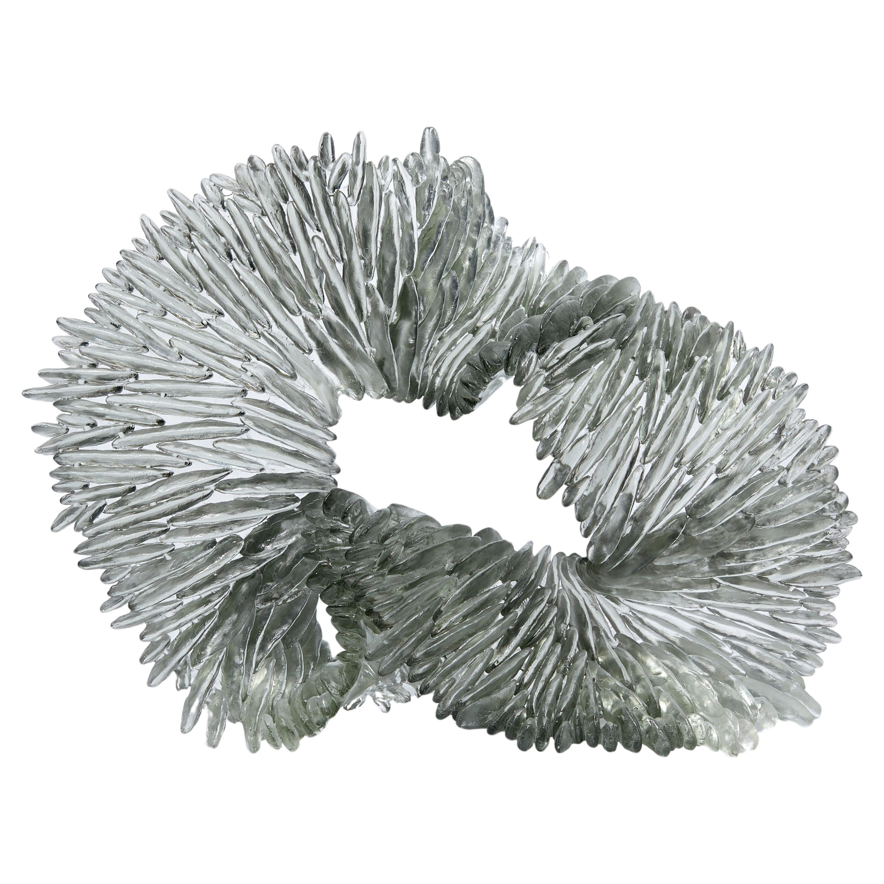 Lamellae I, grey, bronze and clear textured glass sculpture by Nina ...