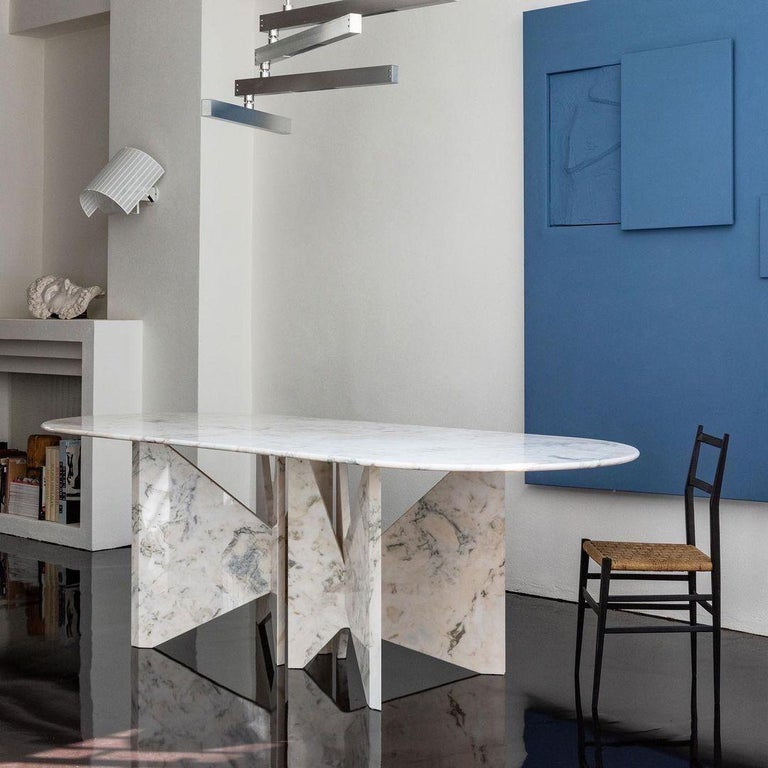 Lamina Dinner Table White Marble with Shades of Pink by La Chance For ...