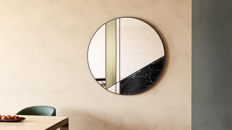 Lamina II 80 Wall Mirror Marquinia Marble and Brushed Brass by ...