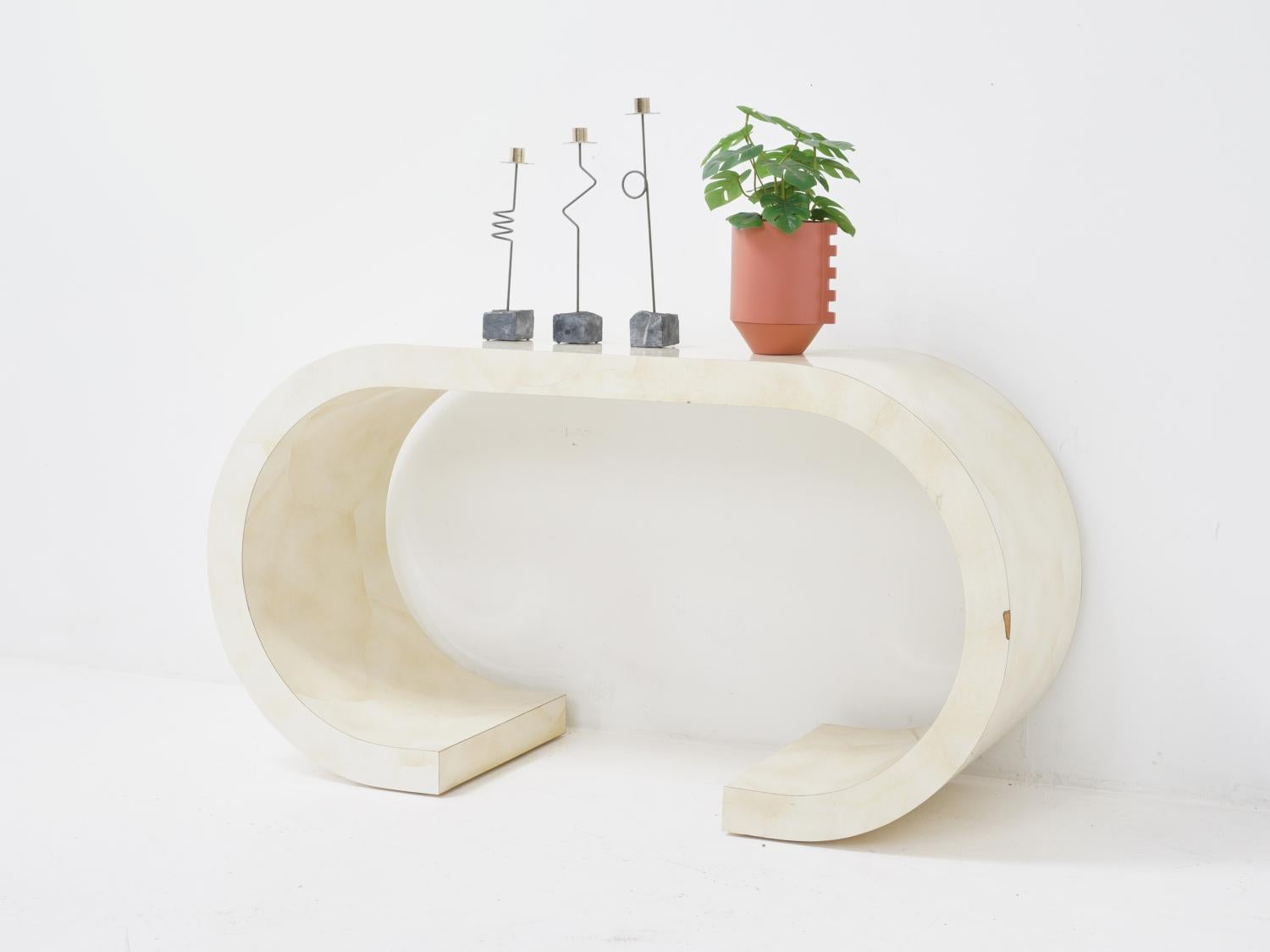 Laminate Scroll Console, 1980s For Sale at 1stDibs