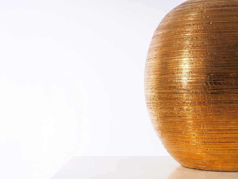 Golden glazed ceramic Lamp Base by Bitossi, Italy For Sale at 1stDibs