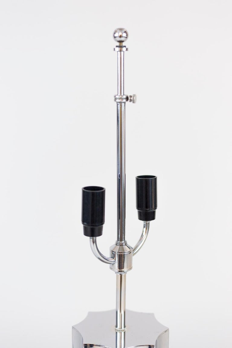 Lamp in Chromed Bronze, Fluted Column, 1970s For Sale at 1stDibs