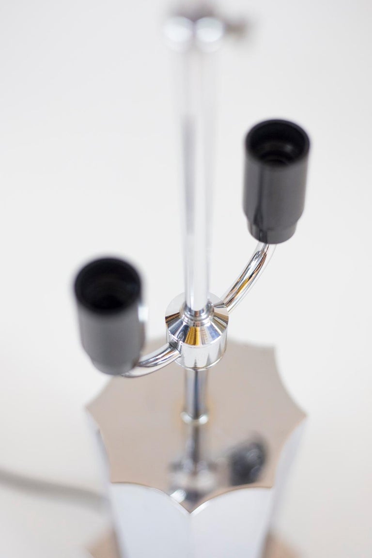 Lamp in Chromed Bronze, Fluted Column, 1970s For Sale at 1stDibs