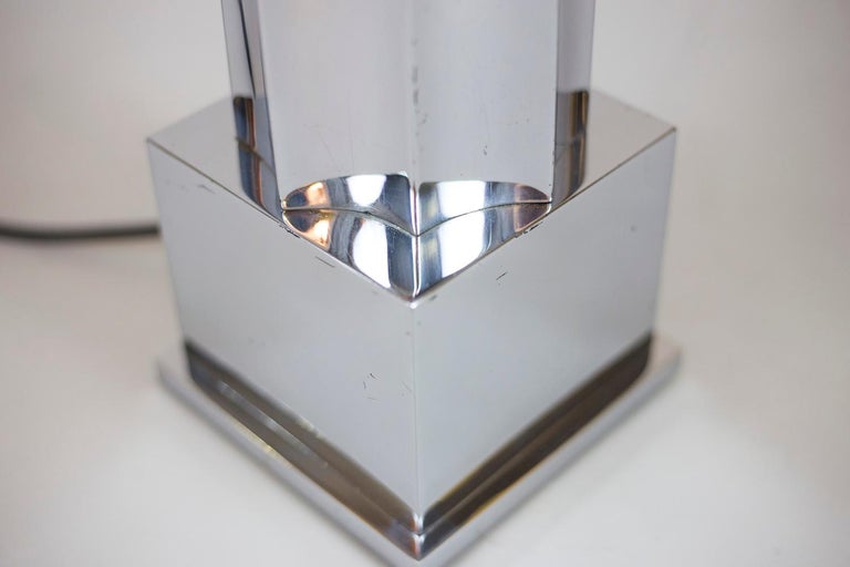 Lamp in Chromed Bronze, Fluted Column, 1970s For Sale at 1stDibs