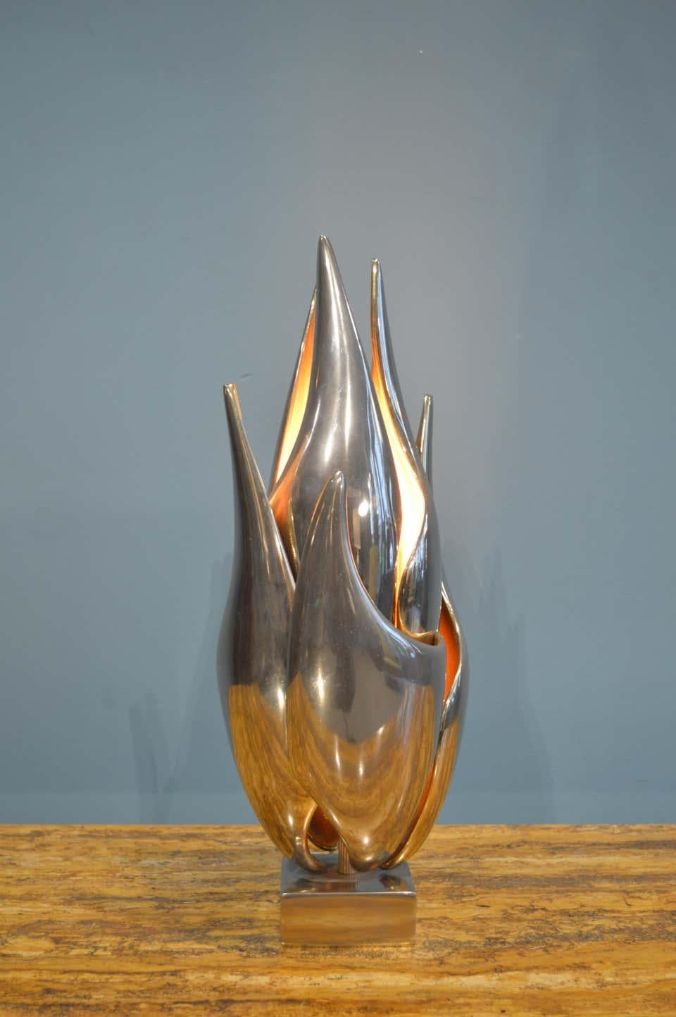 Lamp in Silvered Bronze by Michel Armand, circa 1970 at 1stDibs