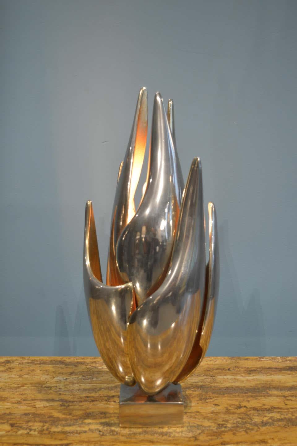 Lamp in Silvered Bronze by Michel Armand, circa 1970 at 1stDibs