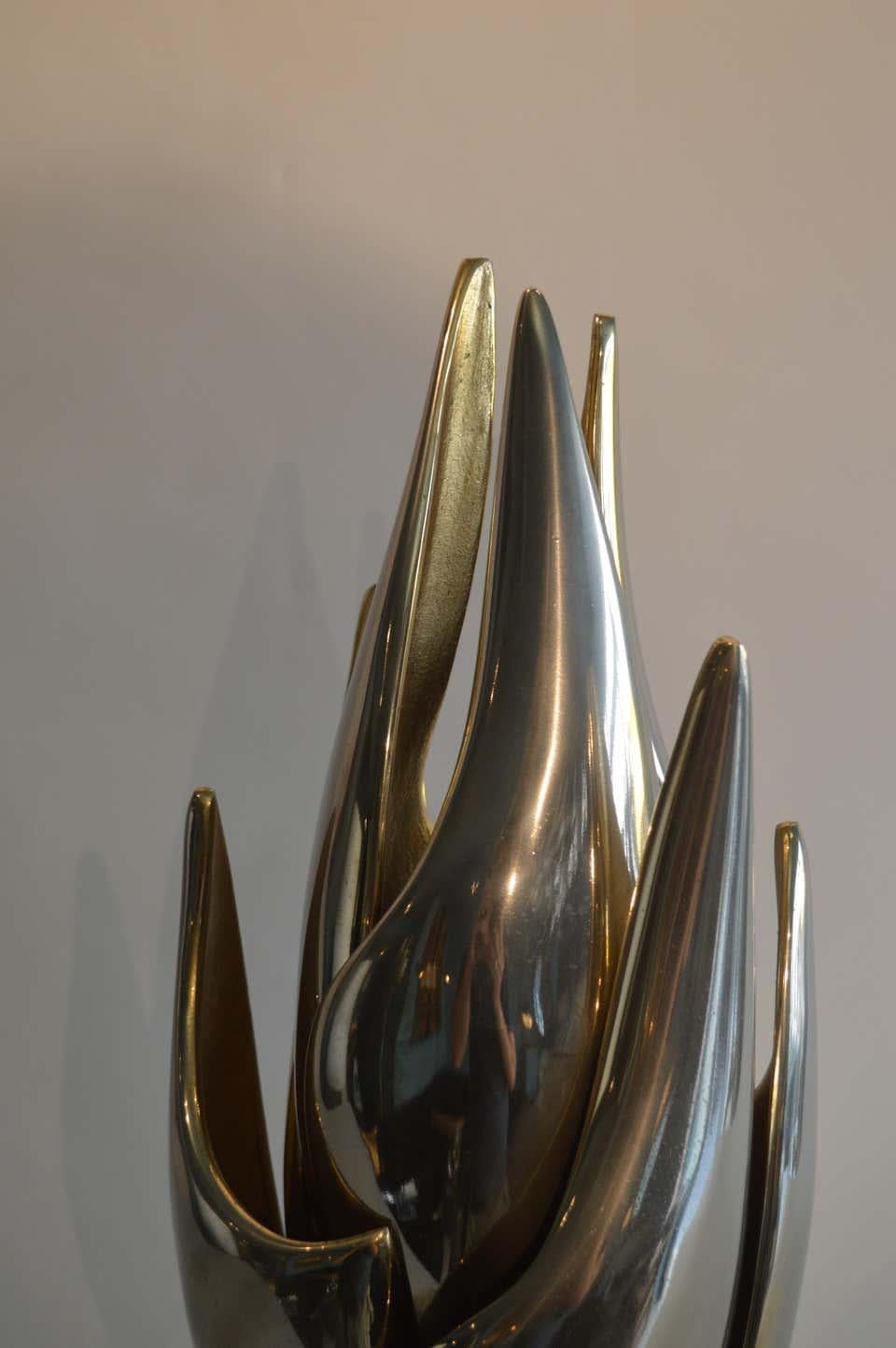 Lamp in Silvered Bronze by Michel Armand, circa 1970 at 1stDibs