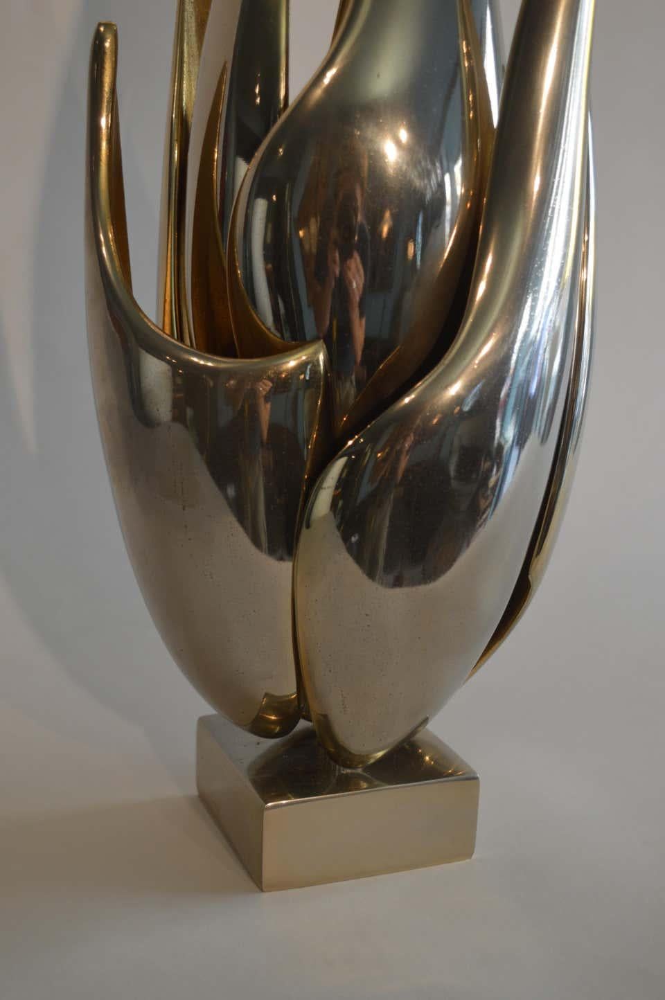 Lamp in Silvered Bronze by Michel Armand, circa 1970 at 1stDibs