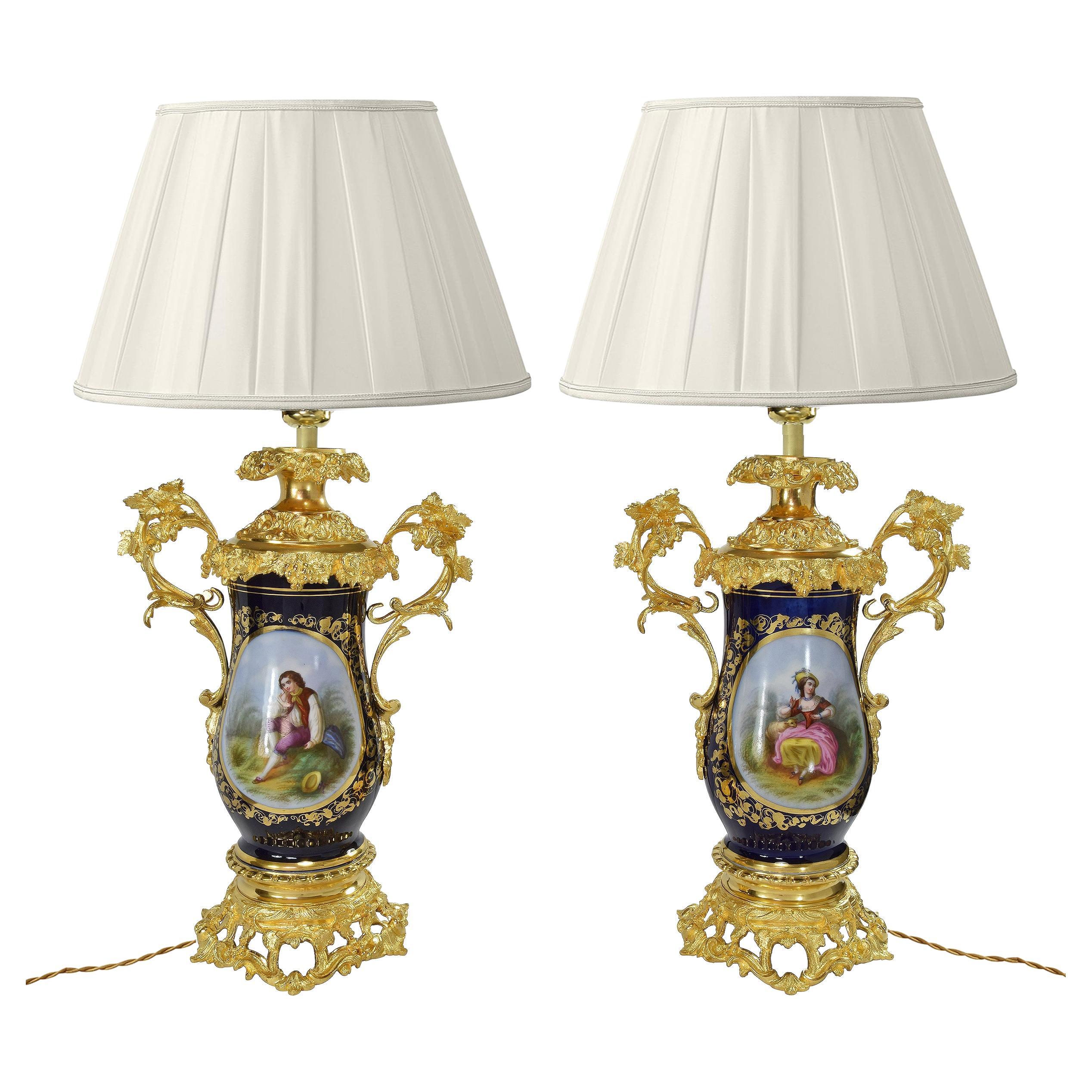 Napoleon III Bayeux Porcelain Oil Lamps at 1stDibs