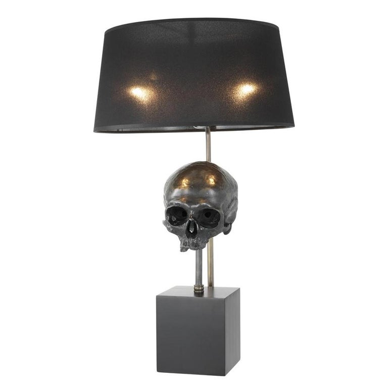 Lamp Skull in Brass with Black Transparent Shade and Skull on Base at ...