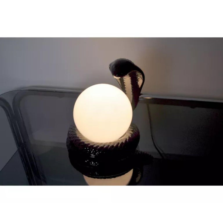 Lamp "Snake" in Black Ceramic France 1980 at 1stDibs