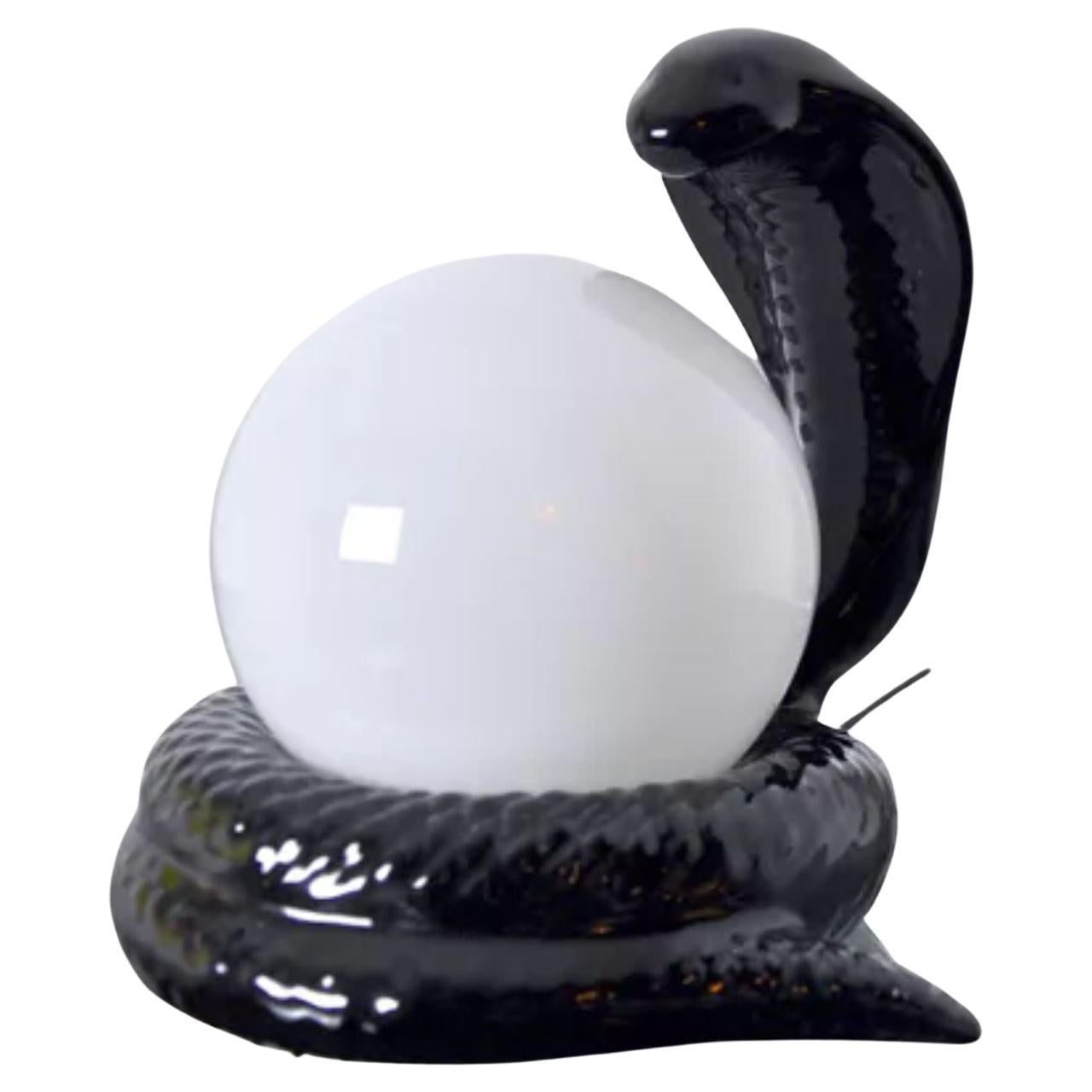 Lamp "Snake" in Black Ceramic France 1980 at 1stDibs