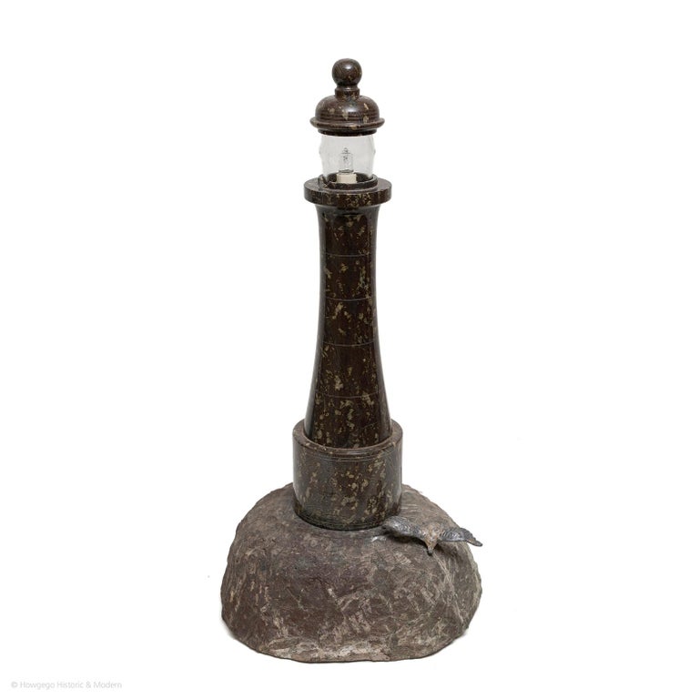 Lamp Table Lighthouse Seagull Cornish Granite, Nautical Sea Rock For ...