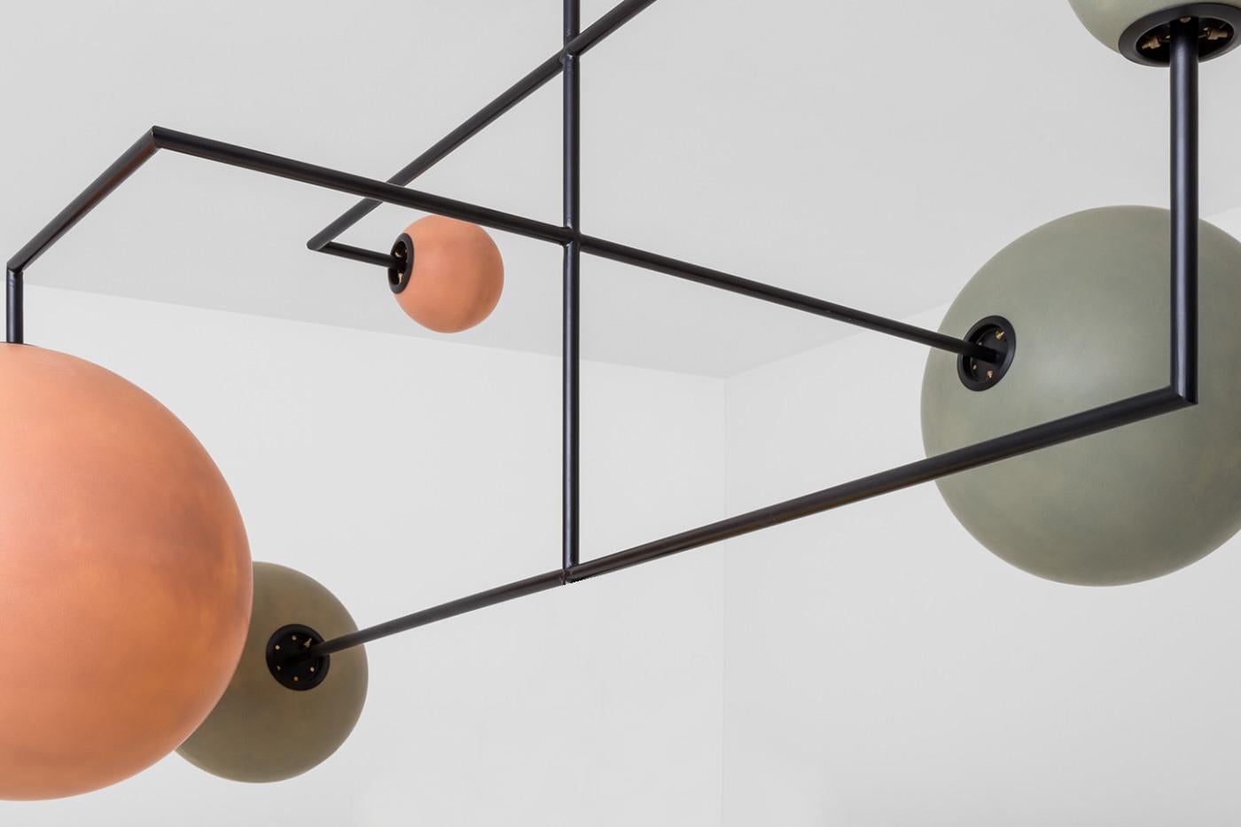 Lampada 061 Ceiling Lamp in Painted Metal and Fiberglass Spheres by ...