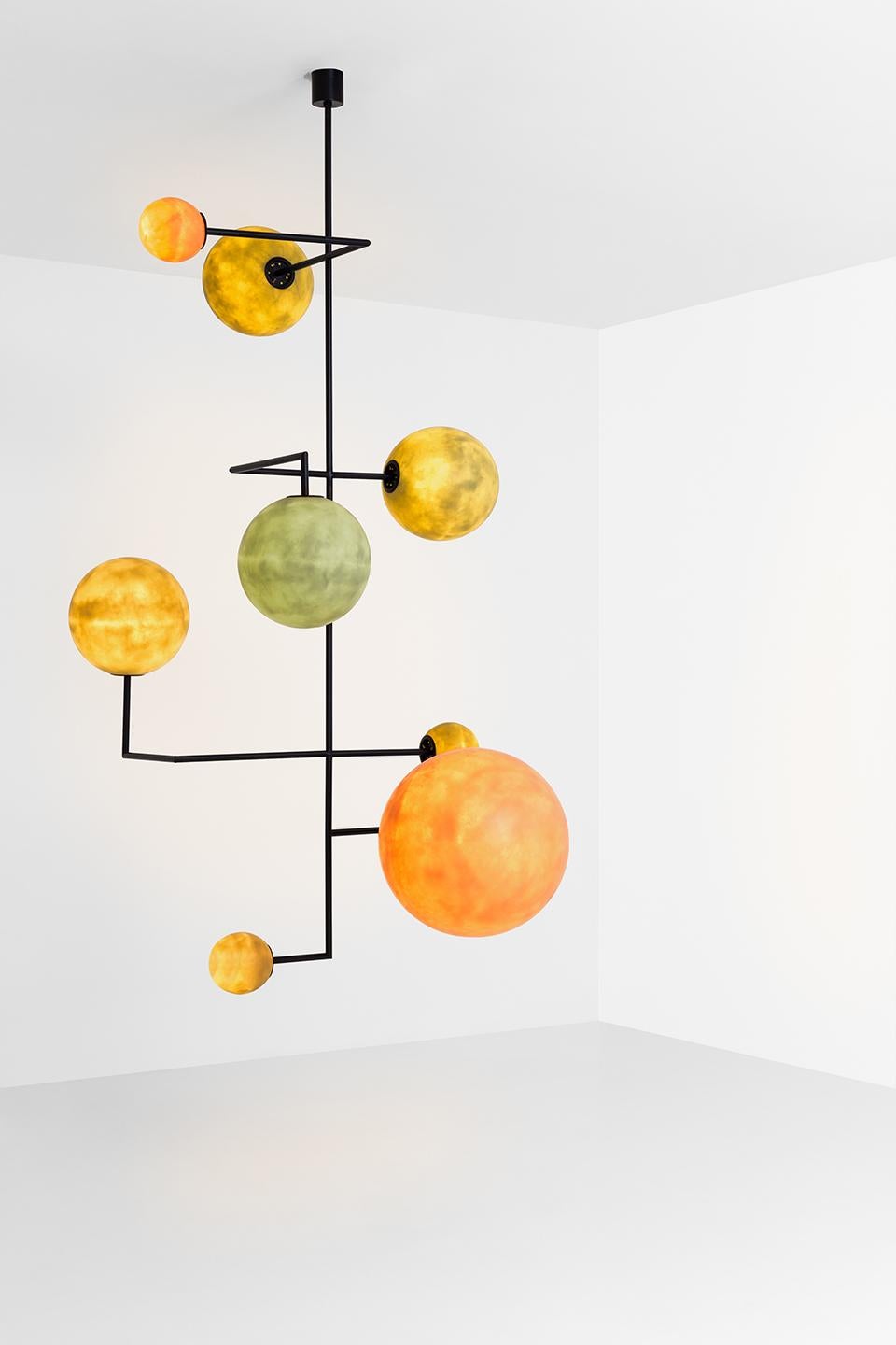 Lampada 061 Ceiling Lamp in Painted Metal and Fiberglass Spheres by ...