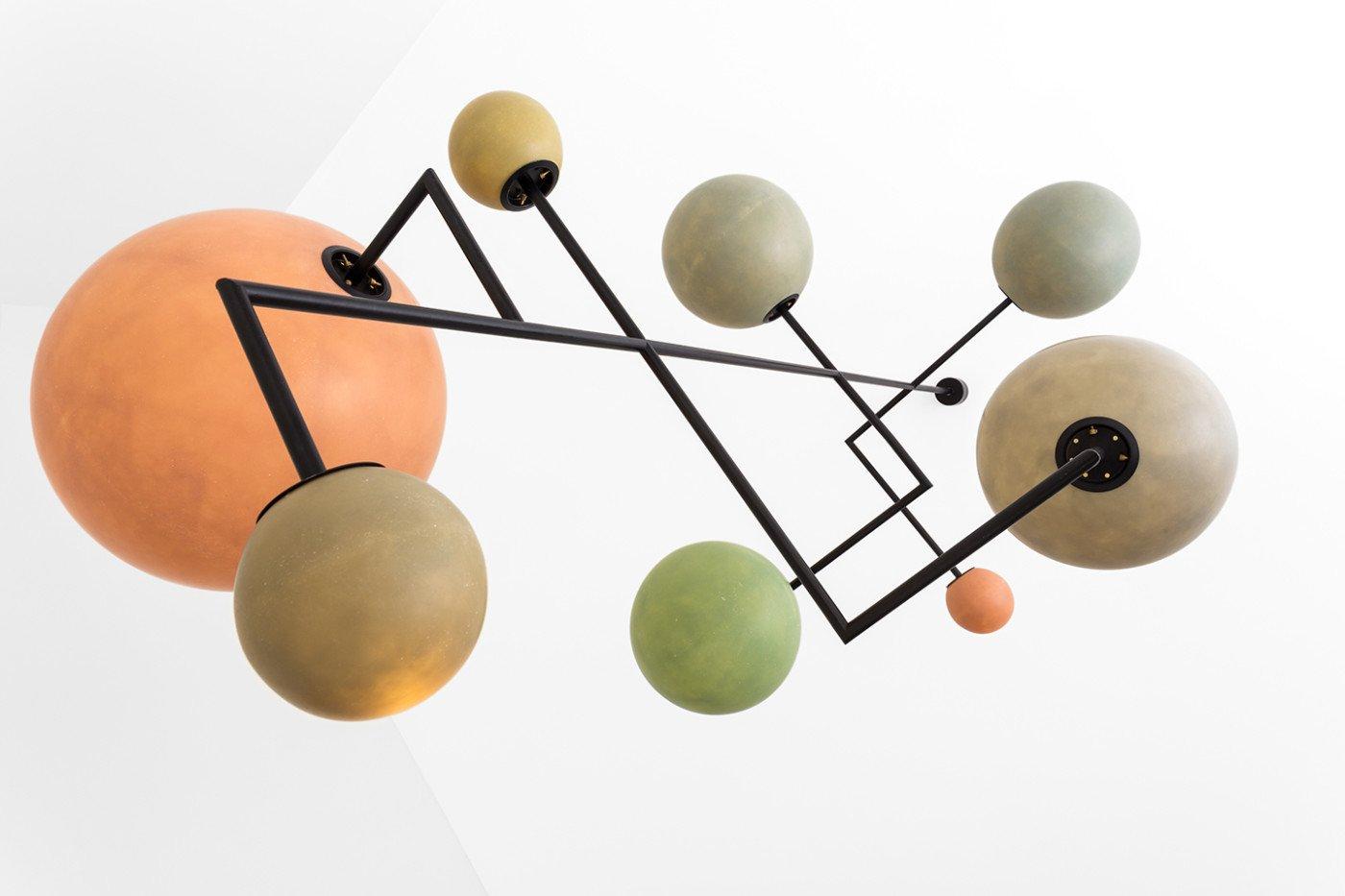 Lampada 061 Ceiling Lamp in Painted Metal and Fiberglass Spheres by ...