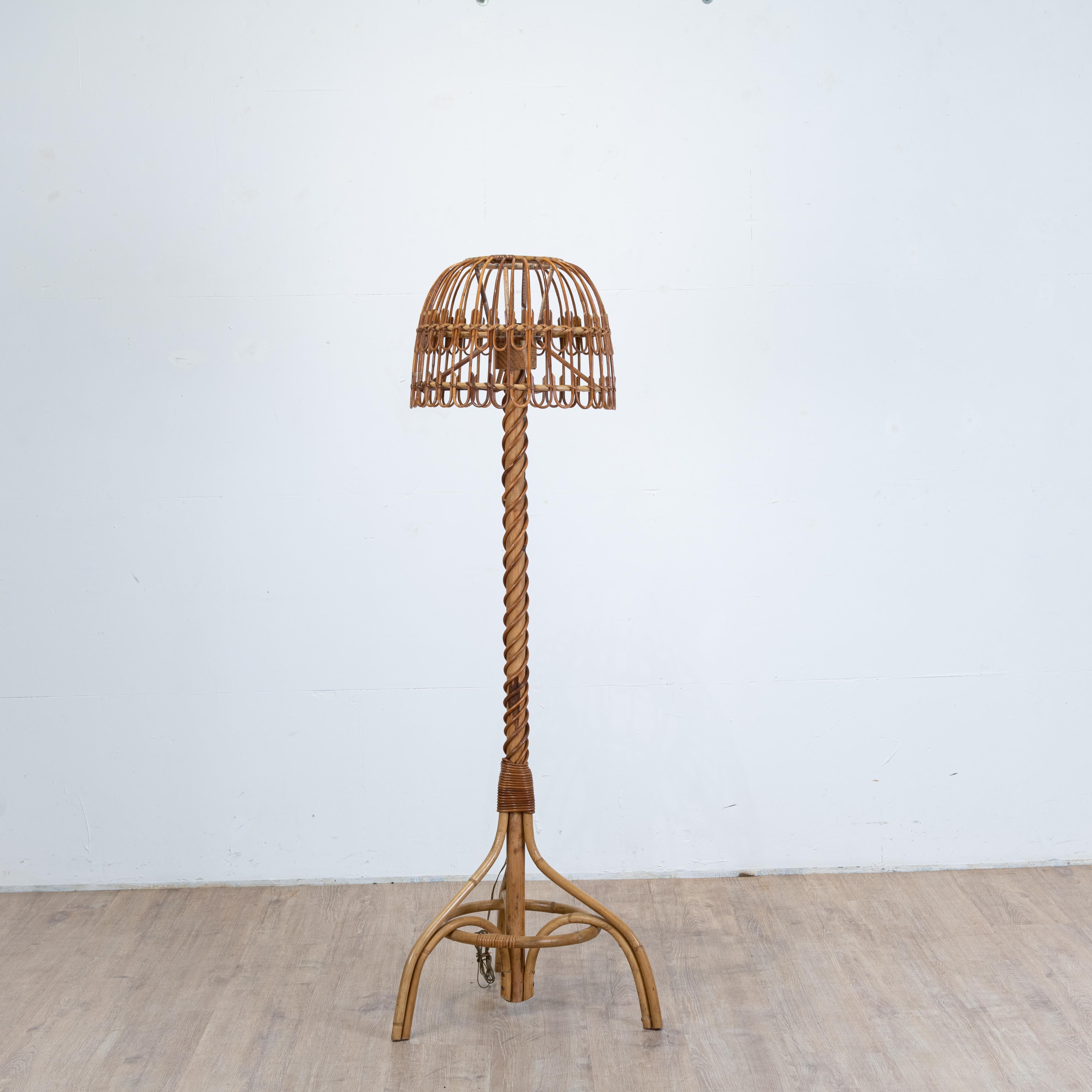 Lampadaire en rotin, france, 1970 For Sale at 1stDibs