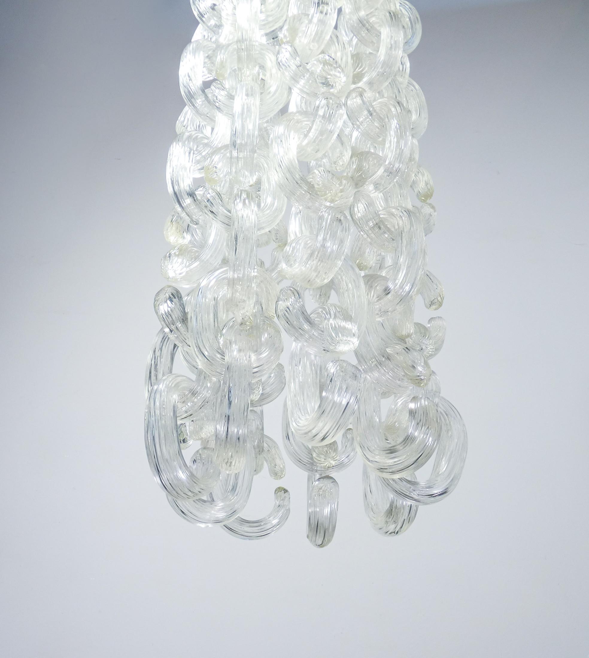 F.lli TOSO design chandelier, blown glass diffusers. Italy, 1970s For ...