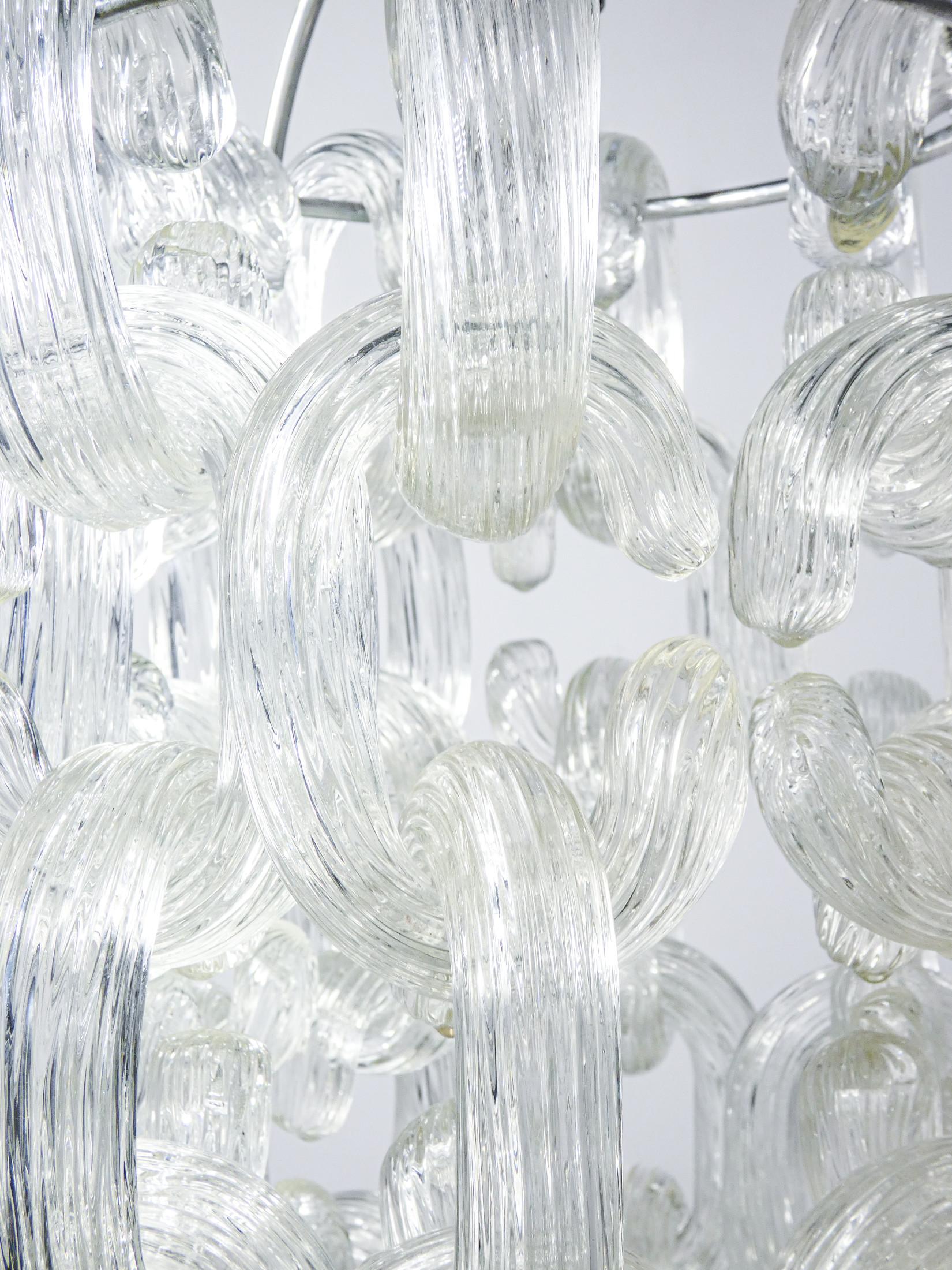 F.lli TOSO design chandelier, blown glass diffusers. Italy, 1970s For ...