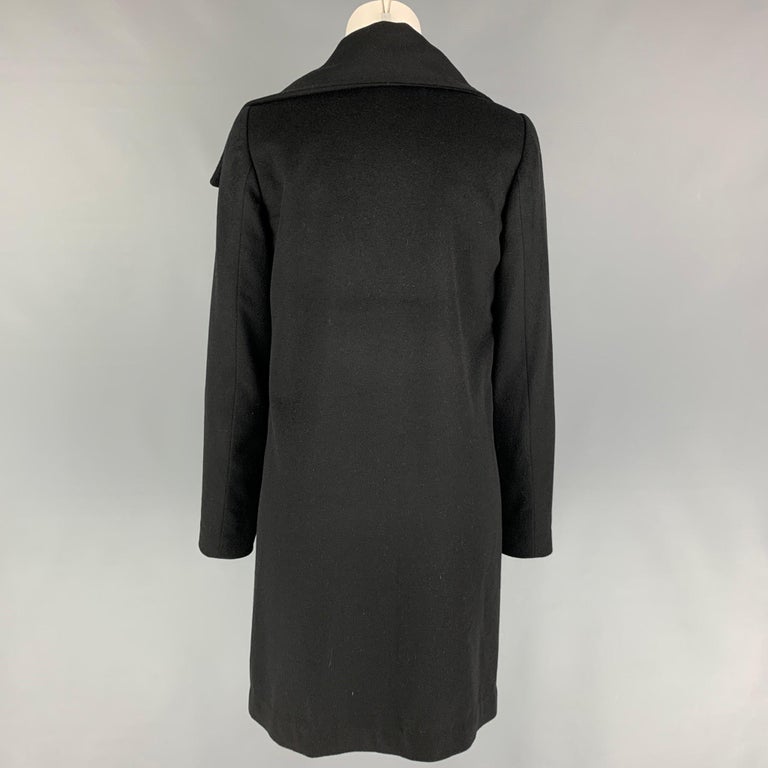 LAN JAENICKE Size S Black Cashmere Hidden Snaps Coat For Sale at 1stDibs