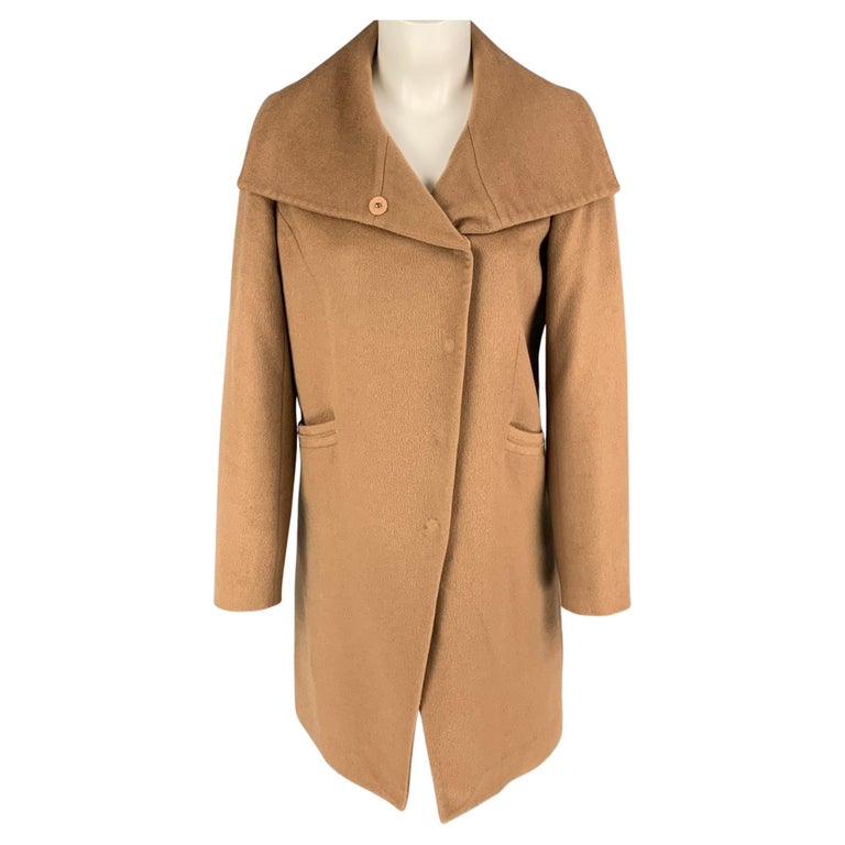 LAN JAENICKE Size S Camel Cashmere Hidden Snaps Coat For Sale at 1stDibs