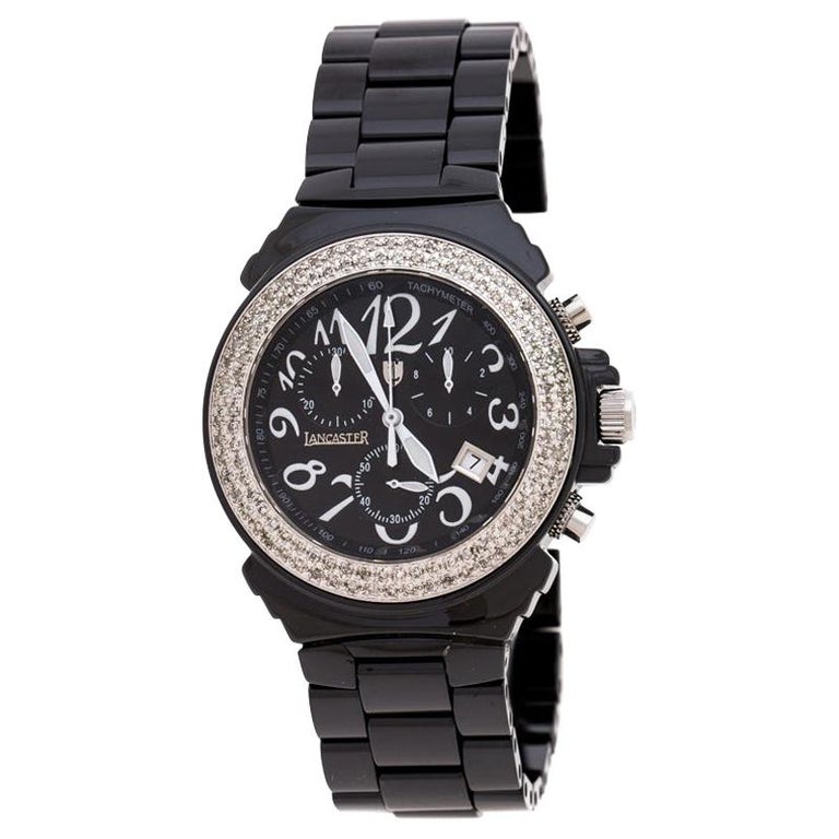 Lancaster Black Ceramic Stainless Steel Ref.0285 Women's Wristwatch 39 ...