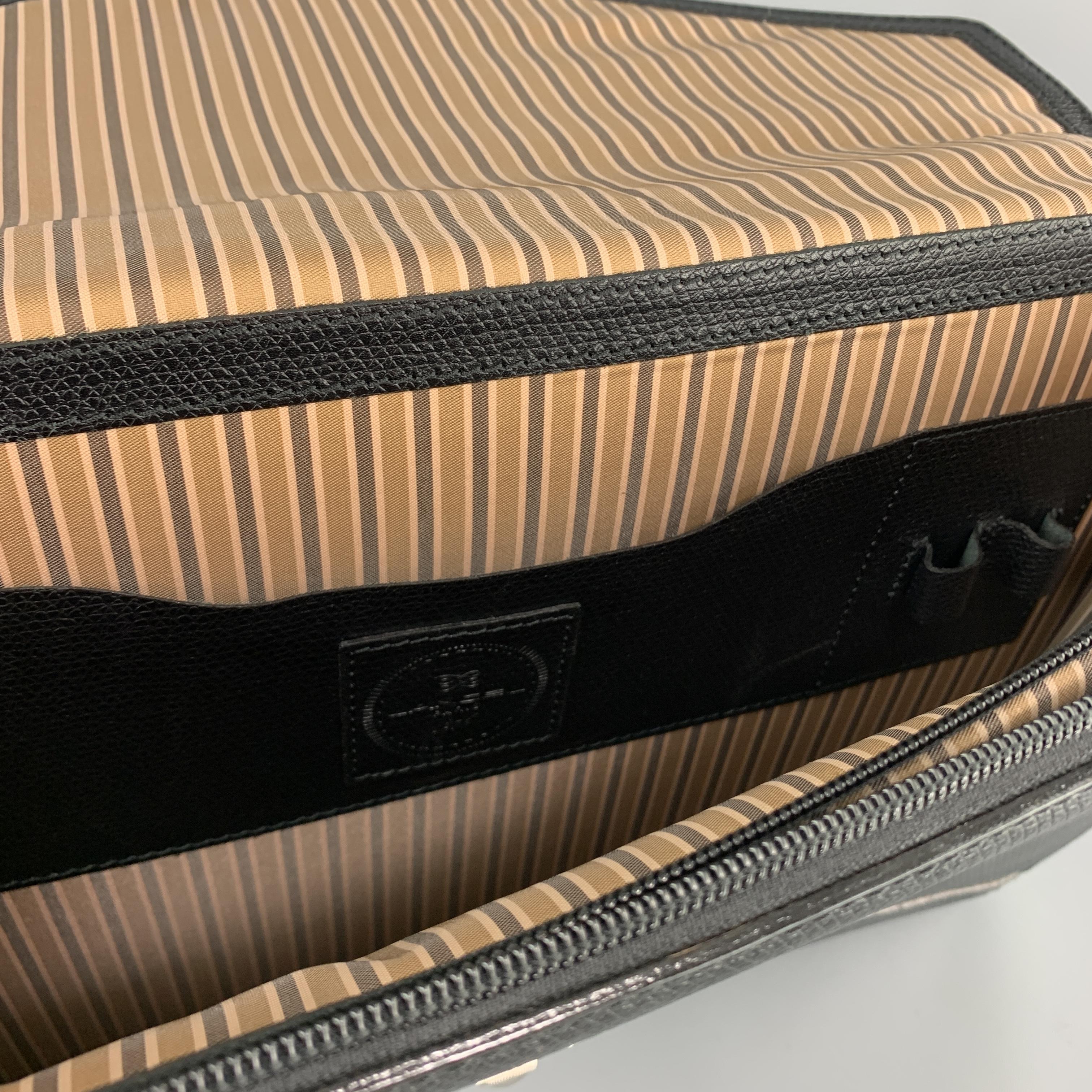 LANCEL Black Textured Leather Envelope Briefcase For Sale at 1stDibs