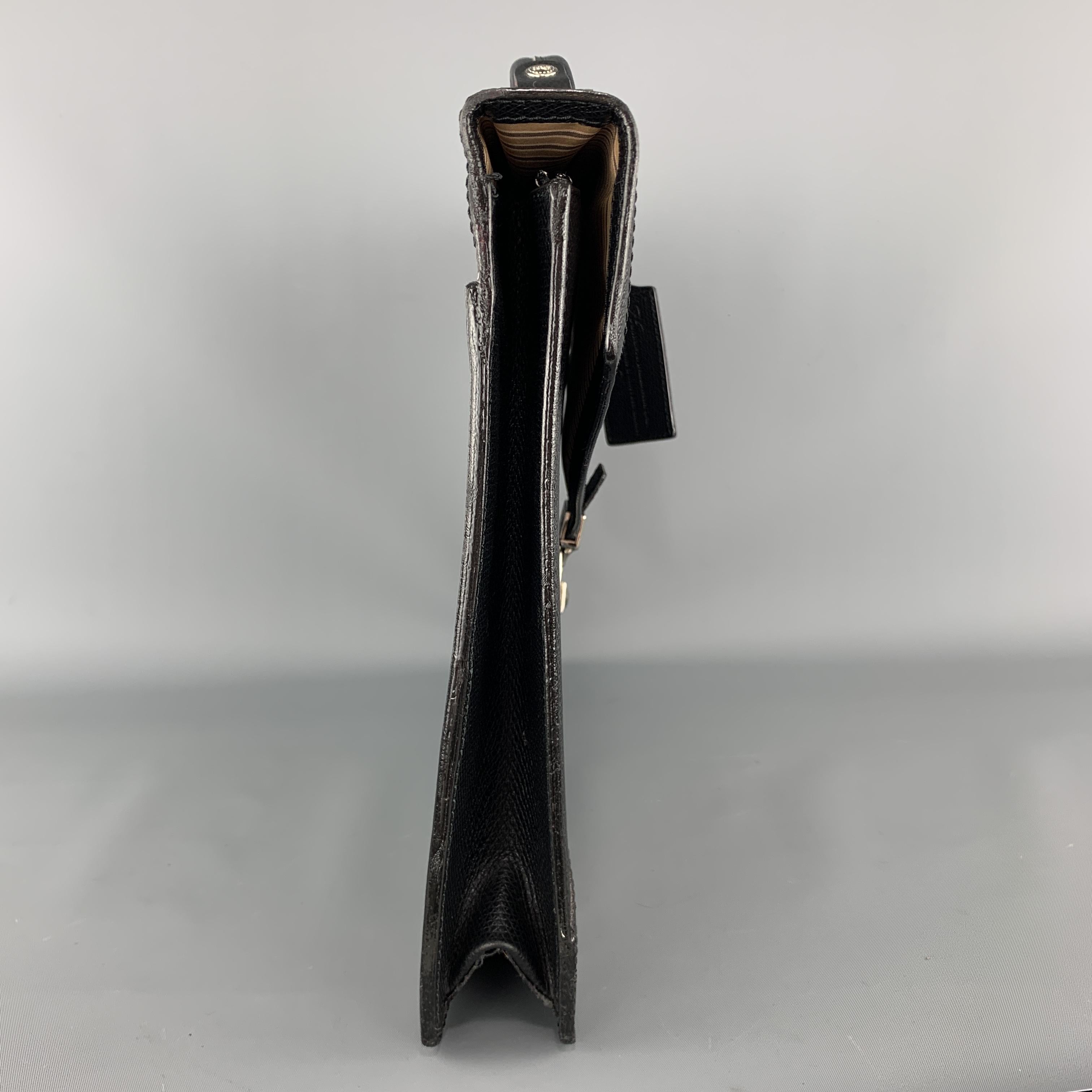 LANCEL Black Textured Leather Envelope Briefcase For Sale at 1stDibs