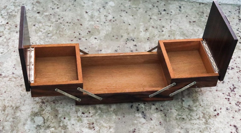 Lancel Paris 1937 Art Deco Desk Box in Macassar Ebony Wood and Chrome ...