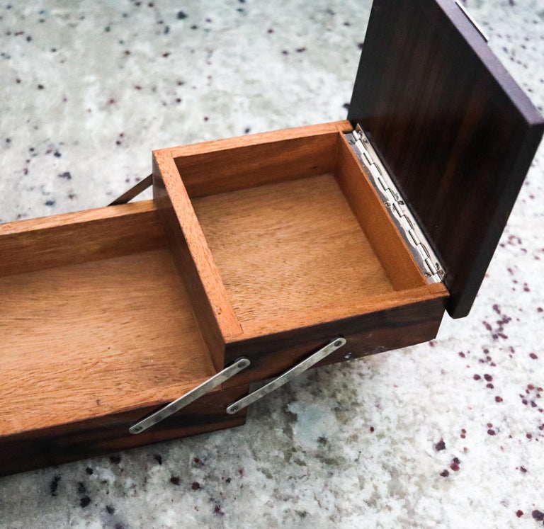 Lancel Paris 1937 Art Deco Desk Box in Macassar Ebony Wood and Chrome ...