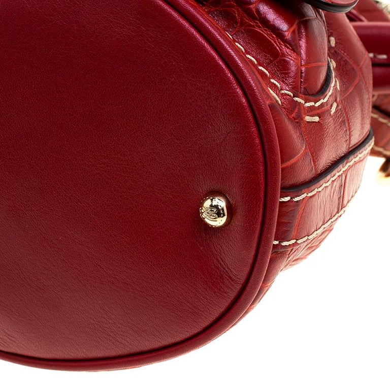 Lancel Red Croc Embossed Leather Small Premier Flirt Bucket Bag For ...