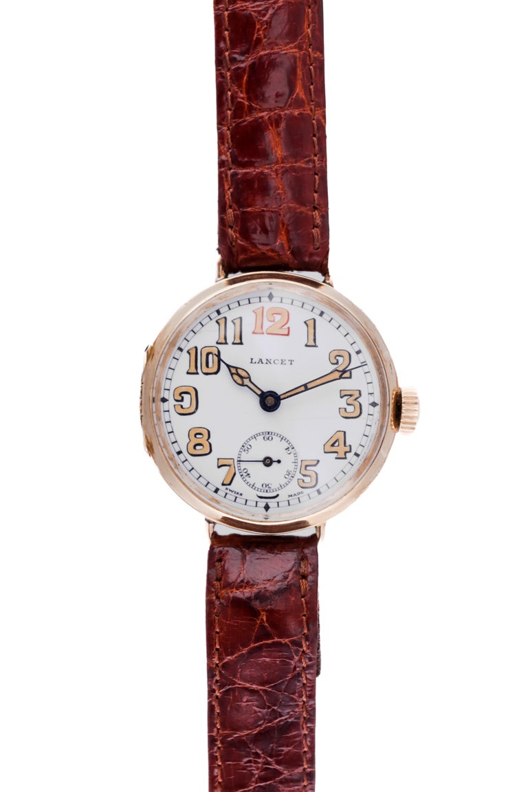 Lancet 18 Kt Yellow Gold Campaign with Kiln Fired Enamel Dial Trench ...