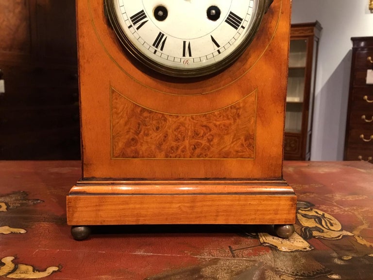 Lancet Shaped Inlaid Mantle Clock English Edwardian Period at 1stDibs
