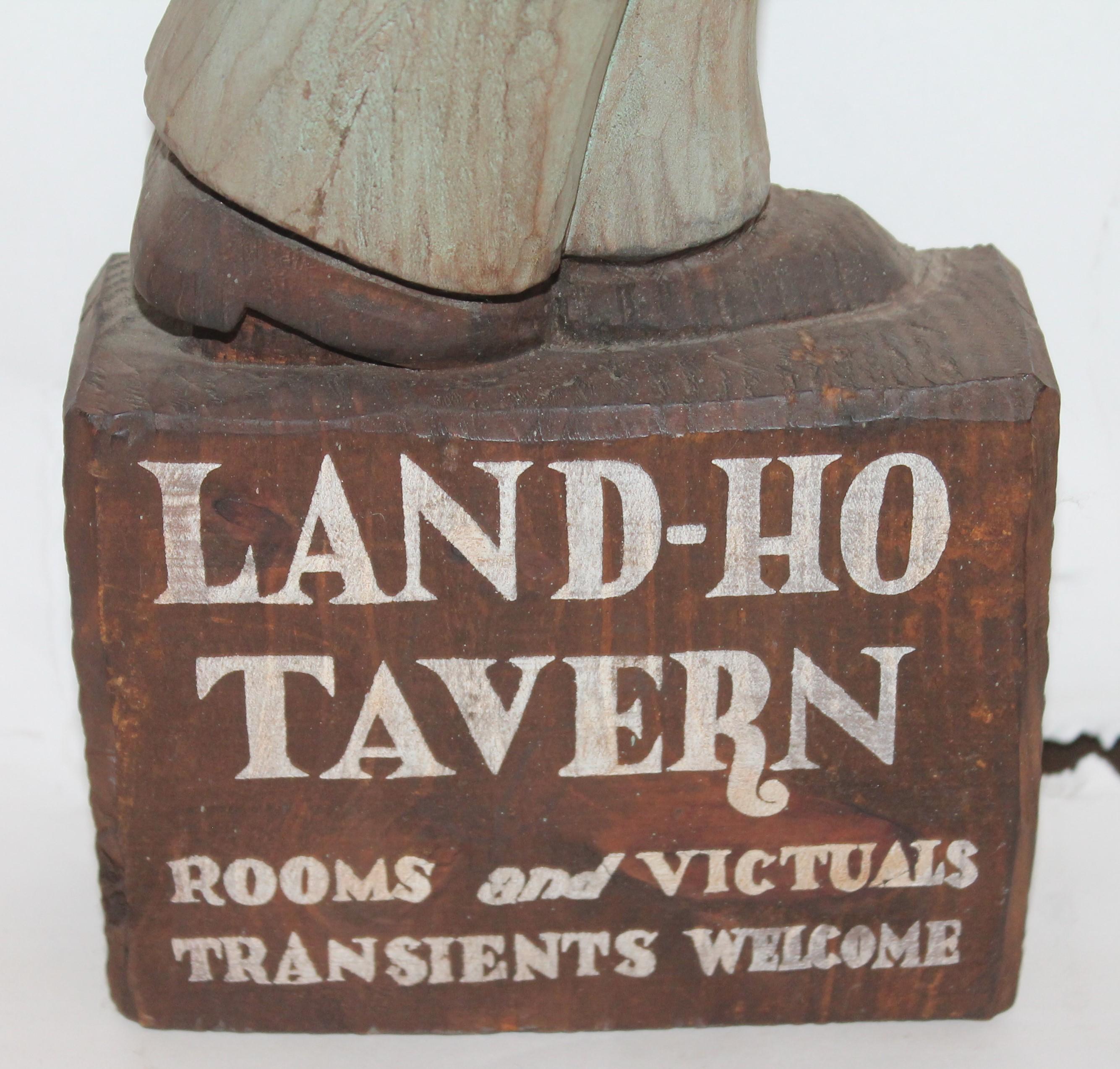 Land-Ho Tavern Sign Hand Carved Prop at 1stDibs | hei hoo tavern
