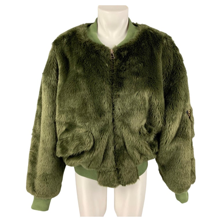 LANDLORD Size M Olive Textured Acrylic Polyester Zip Up Jacket For Sale ...