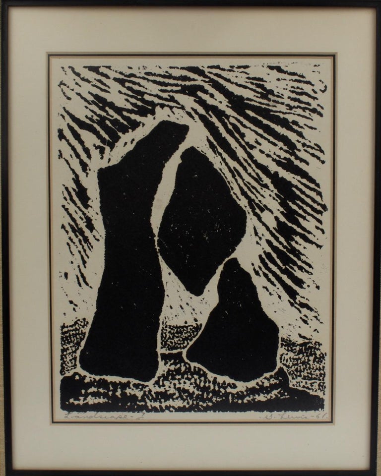 Landscape, a Mid-Century Modern Lithographic Print on Paper by Stanley ...