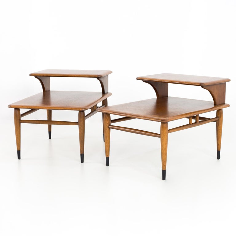 Lane Acclaim Mid Century Walnut Dovetail Step Side End Tables, Pair at 1stDibs | step side ...