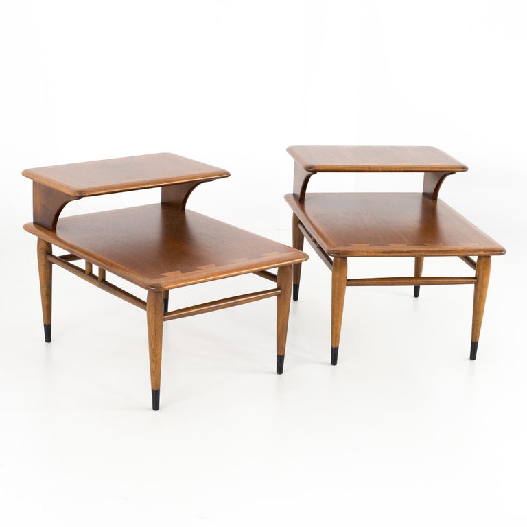 Lane Acclaim Mid Century Walnut Dovetail Step Side End Tables, Pair at 1stDibs | step side ...