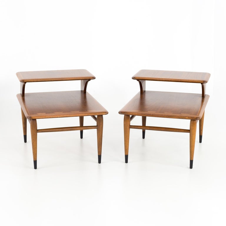 Lane Acclaim Mid Century Walnut Dovetail Step Side End Tables, Pair at 1stDibs | step side ...
