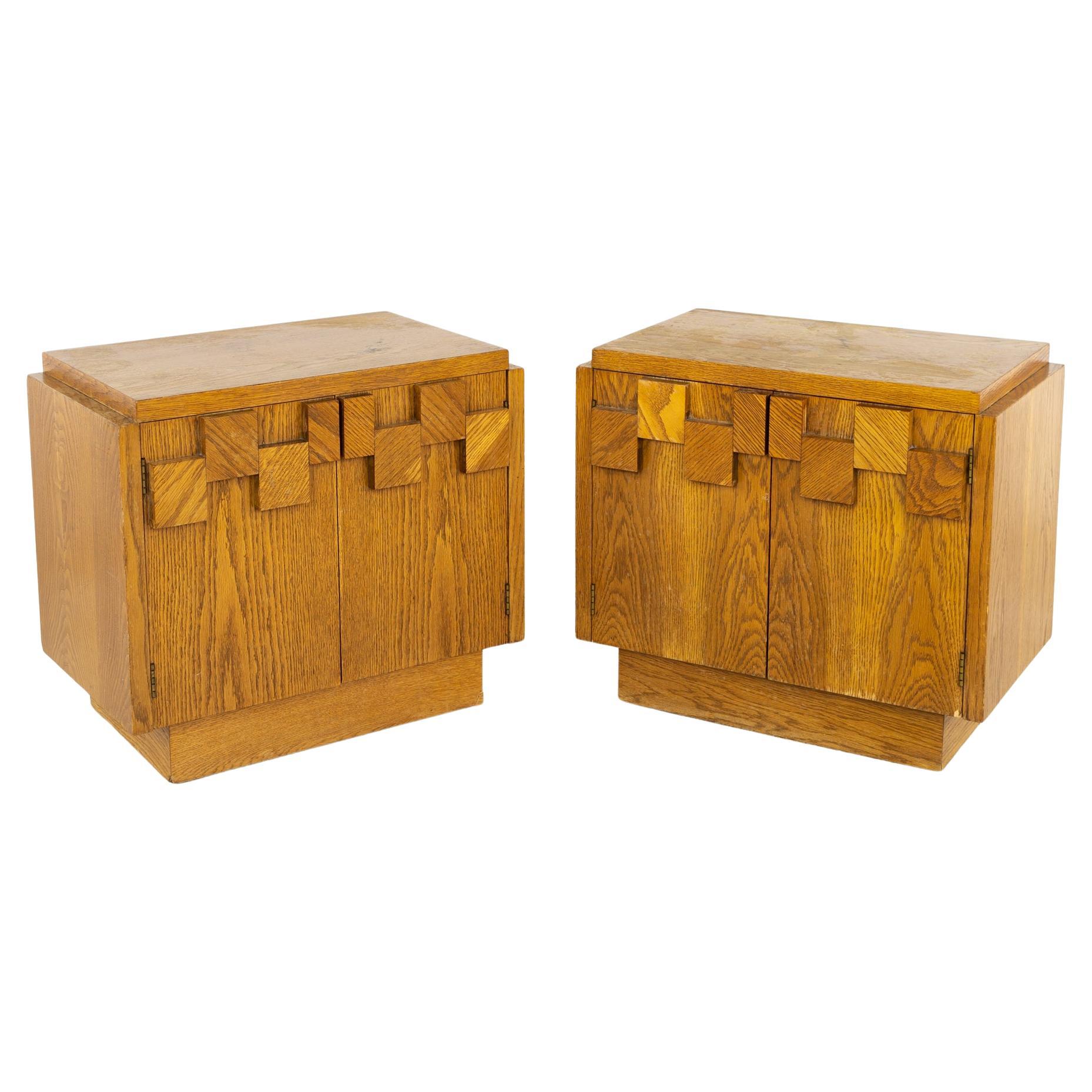 Lane First Edition Mid-Century Modern Sculpted Walnut Nightstands, Pair ...