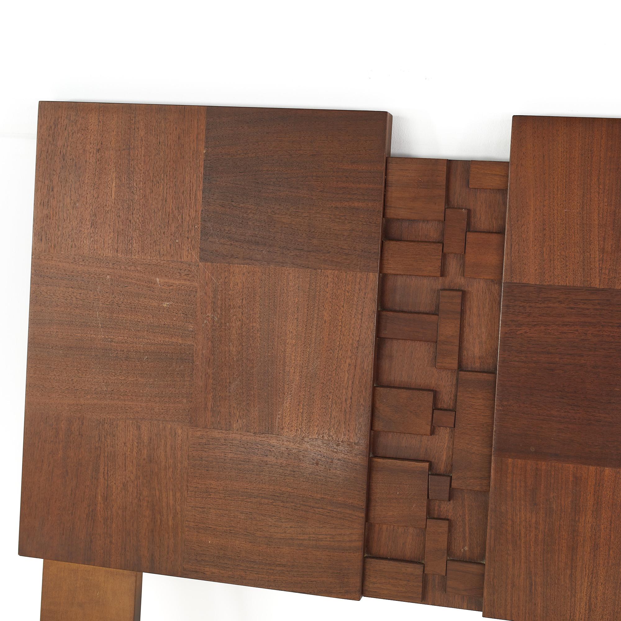 Lane Brutalist Mid Century Queen Walnut Headboard For Sale at 1stDibs