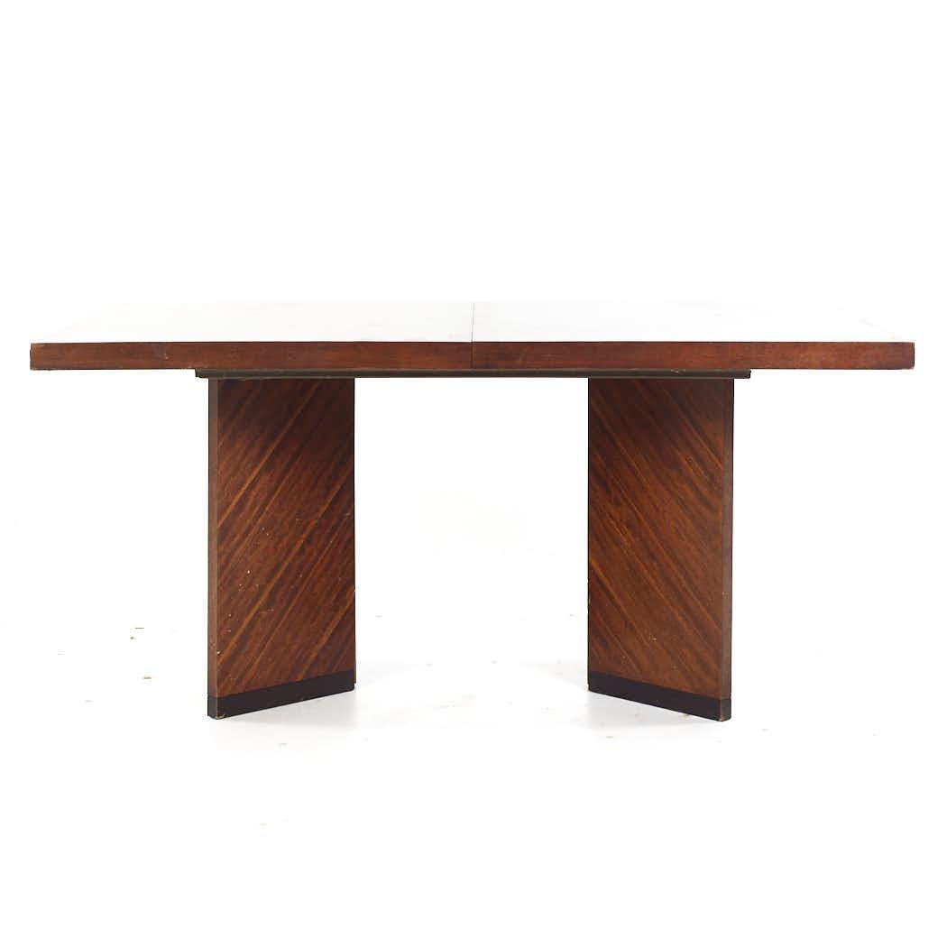 Lane Brutalist Mid Century Walnut Expanding Dining Table with 2 Leaves ...