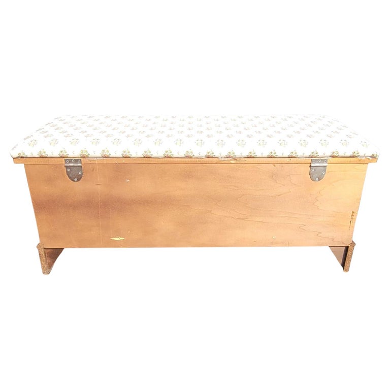 Lane Cedar Lined Cherry Upholstered Storage Bench Blanket Chest For ...