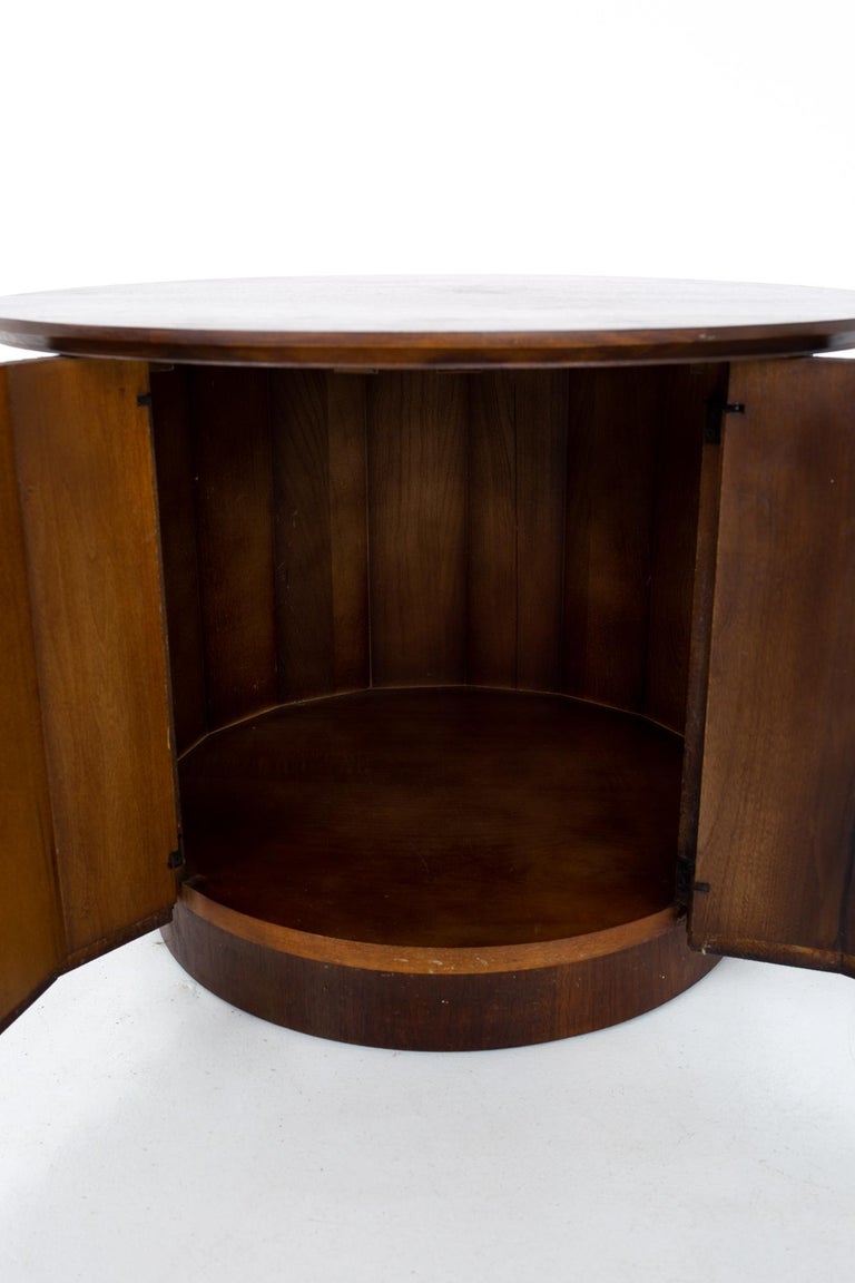 Lane First Edition Mid Century Round Cabinet End Tables, a Pair at 1stDibs