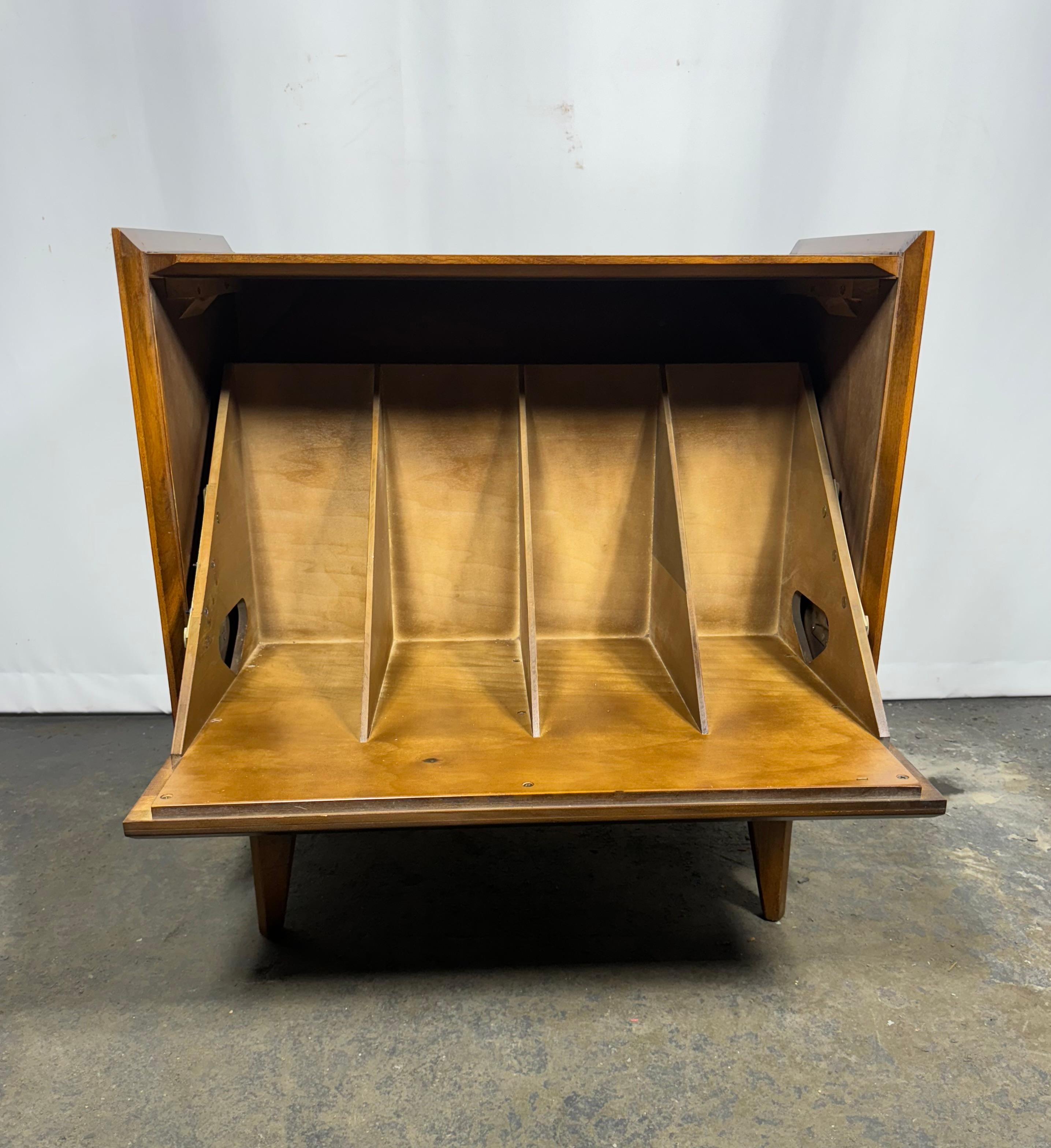 Lane First Edition Mid Century Walnut Record / Album Cabinet For Sale ...