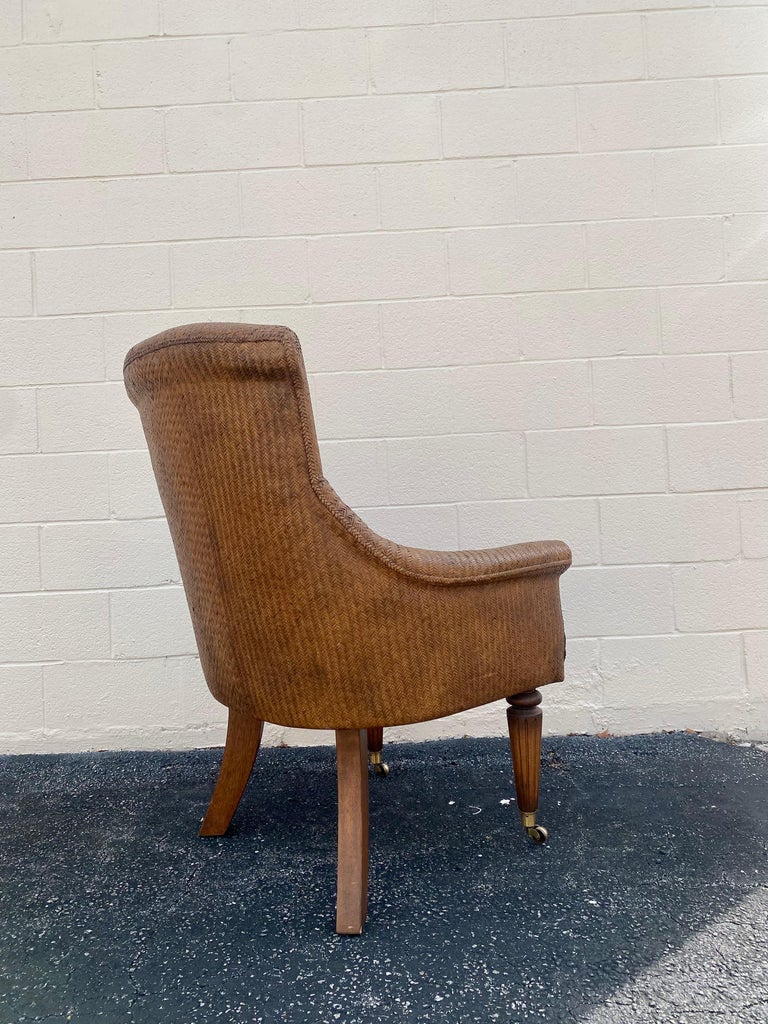 Lane Furniture Rattan Wood Leopard Chair on Castors For Sale at 1stDibs