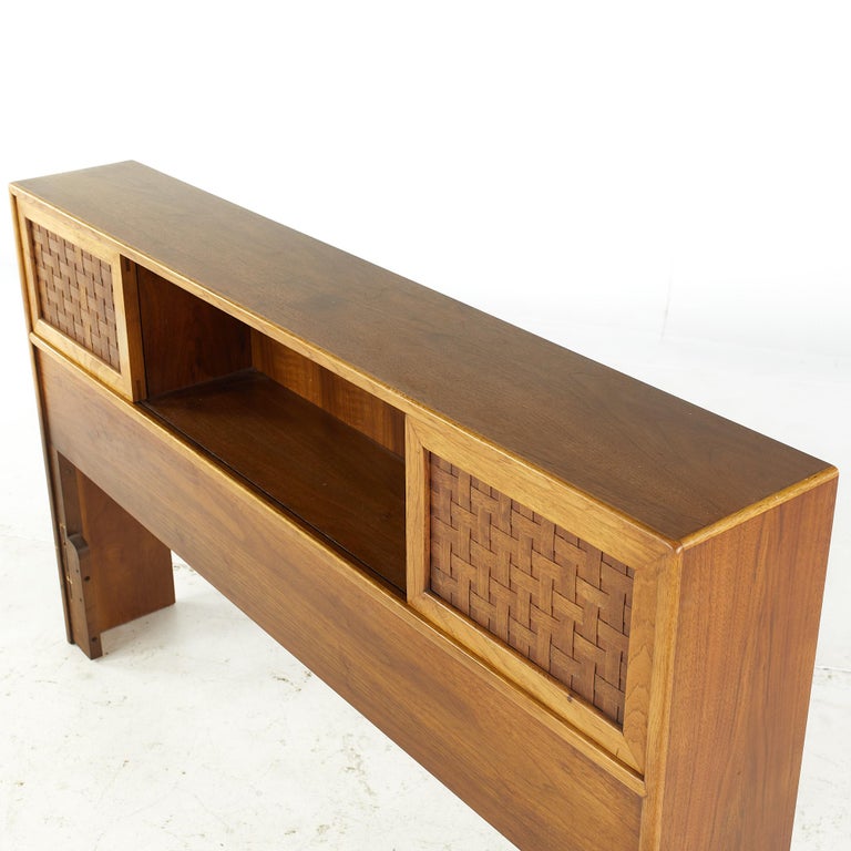 Lane Perception Mid-Century Full Walnut Storage Headboard For Sale at ...