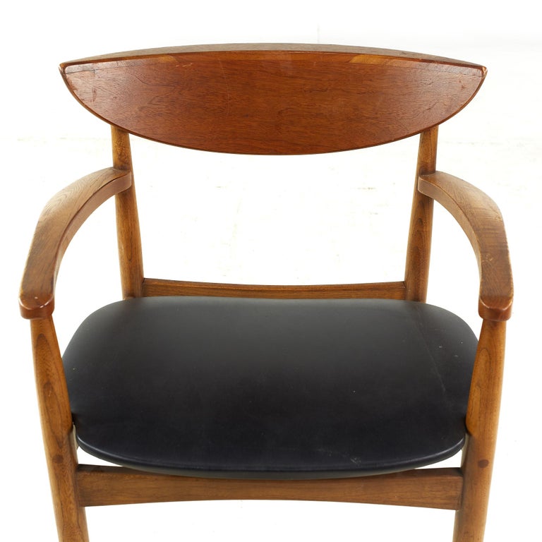 Lane Perception Midcentury Walnut Dining Chairs, Set of 6 For Sale at 1stDibs