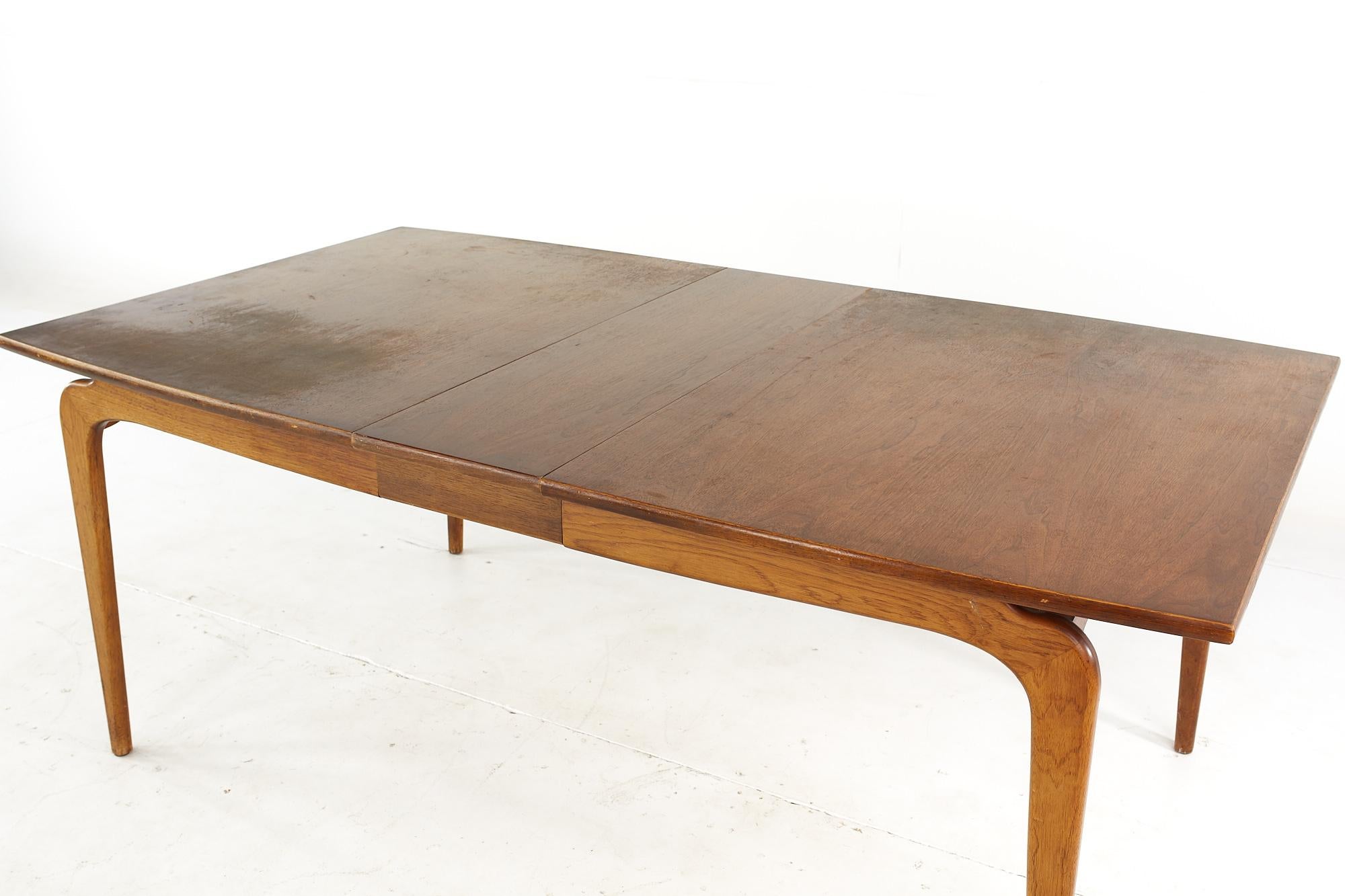 Lane Perception Mid Century Walnut Dining Table with 1 Leaf For Sale at ...